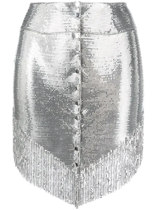 Rabanne Buttoned Fringed Miniskirt