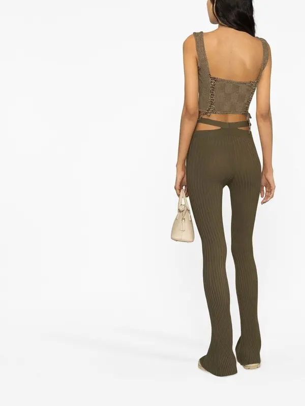 ANDREĀDAMO Ribbed-knit Trousers - Green