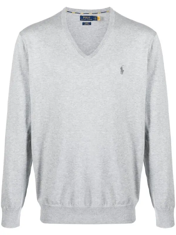 Polo Ralph Lauren Embroidered Pony Knit Jumper - Grey