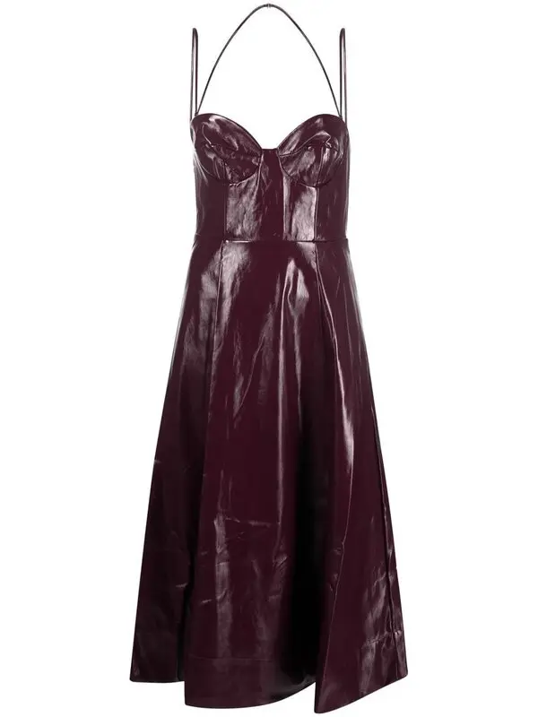 Staud Abstract Faux-Leather Dress In Purple - 34% Off | Editorialist