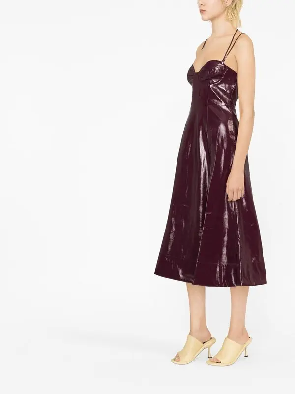strapless open back dress ZARA. Short purple faux leather dress. TS – Hibuy market