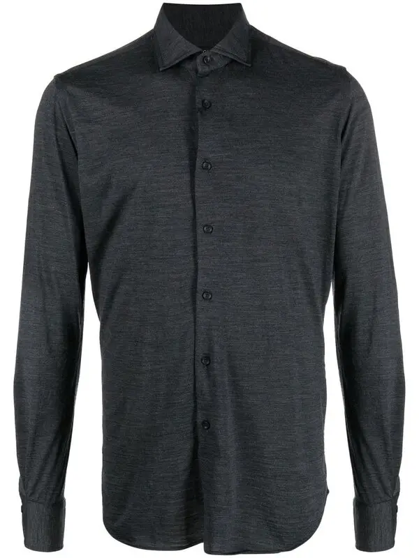 DELL'OGLIO Long-sleeve Wool Shirt - Grey