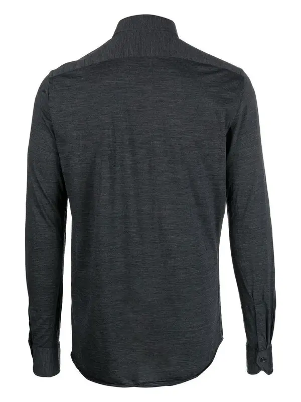 DELL'OGLIO Long-sleeve Wool Shirt - Grey