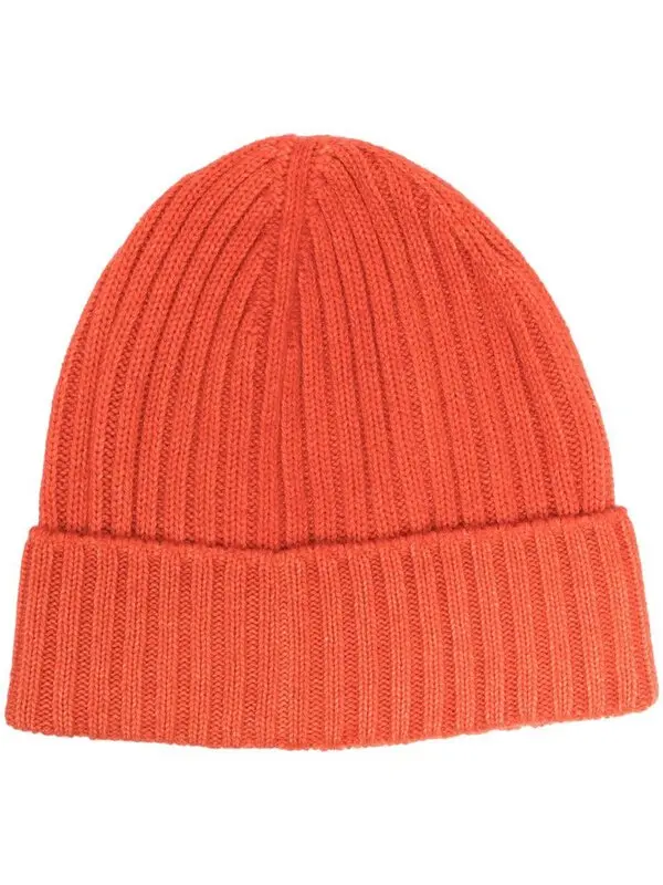 DELL'OGLIO Cashmere Ribbed-knit Beanie - Orange