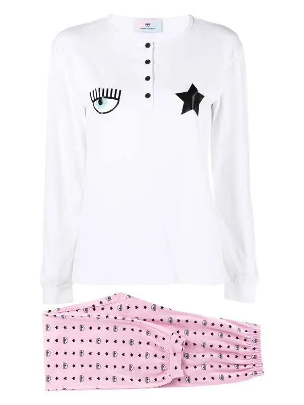 CHIARA FERRAGNI Eyelike-print Pajama Set - White