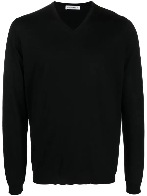 GOES BOTANICAL Merino Wool V-neck Jumper - Black