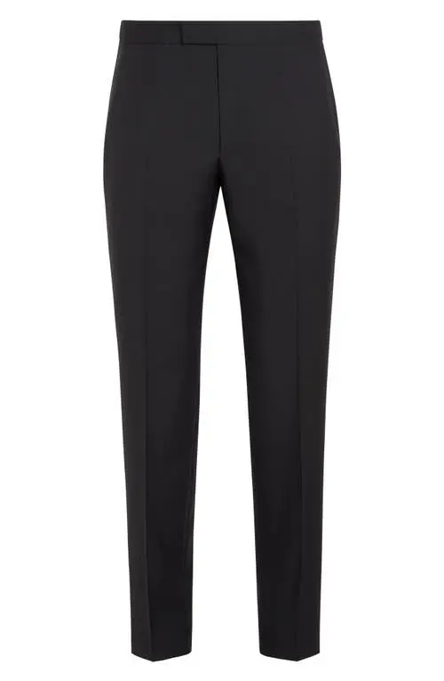 Zegna Flat Front Wool & Mohair Tuxedo Trousers