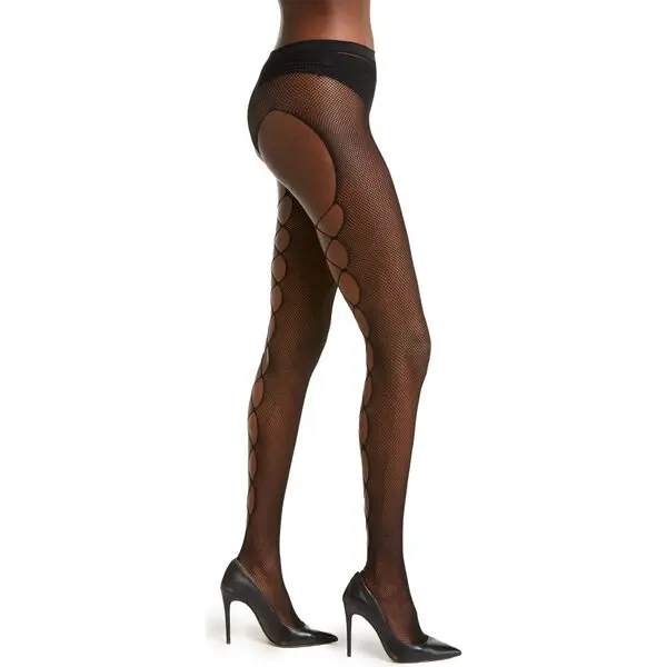 ANN SUMMERS Cutout Crotchless Fishnet Tights - Black