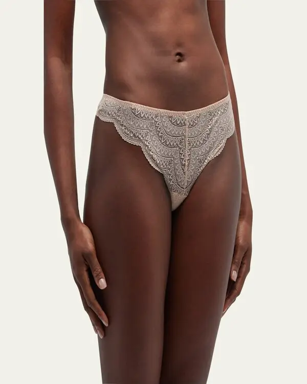 Simone Perele Karma Lace Tanga Briefs - Peau Rose