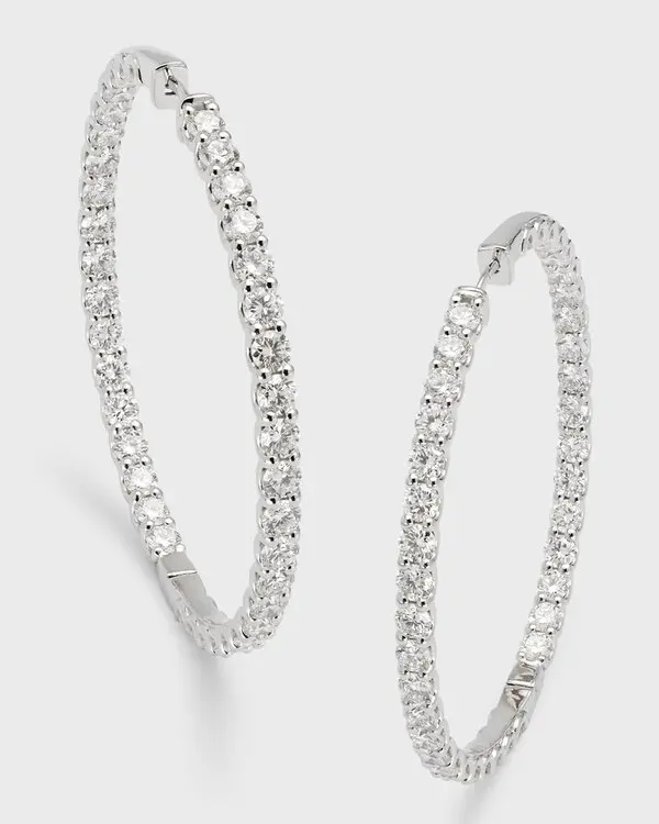 Neiman Marcus 18k Hoop Earrings - White Gold