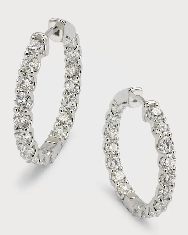 Neiman Marcus 18k Diamond Hoop Earrings - White Gold