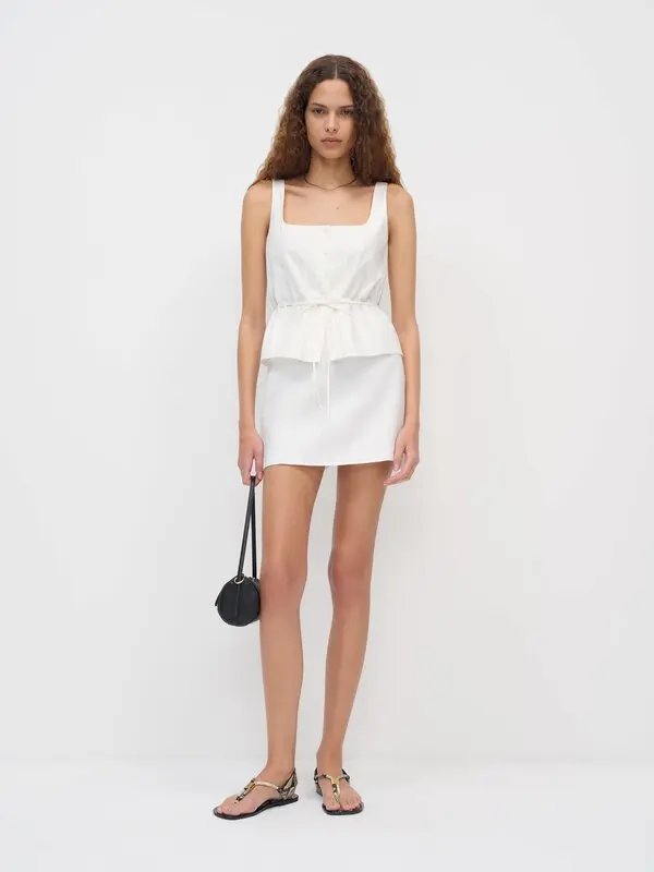 REFORMATION Veranda Linen Mini Skirt - Ivory