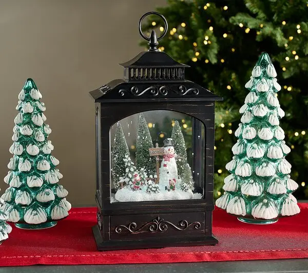 VALERIE PARR HILL Christmas Time Reflections Lit Snowing Lantern-valerie - One-color
