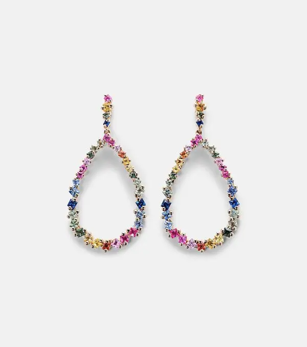 SUZANNE KALAN 18kt Rose Gold Drop Earrings With Sapphires - Multicoloured
