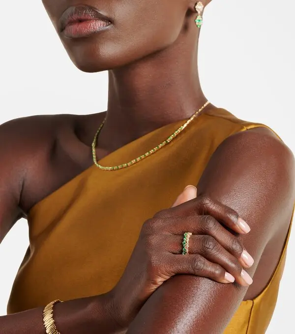 SUZANNE KALAN 18kt Ring With Diamonds And Emeralds