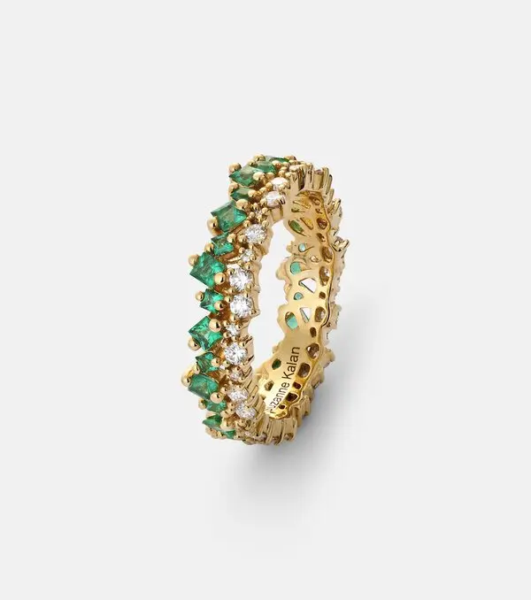 SUZANNE KALAN 18kt Ring With Diamonds And Emeralds