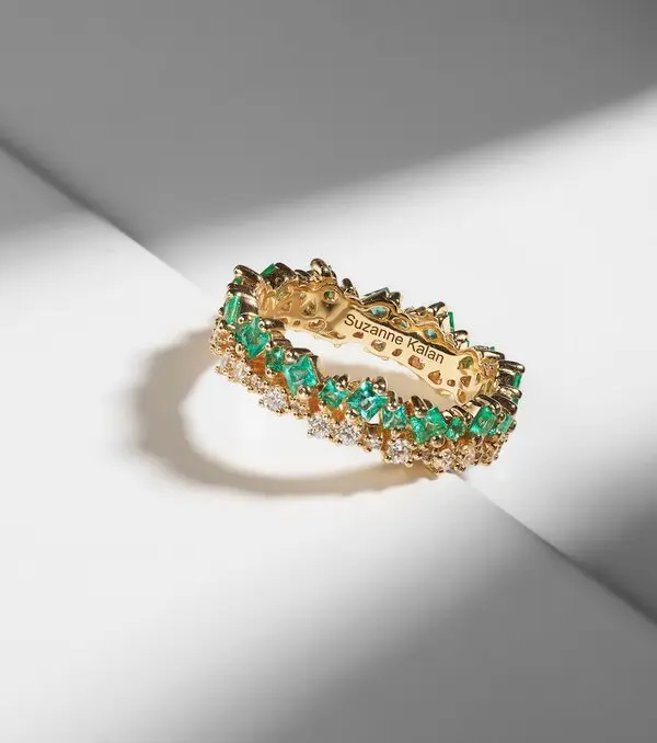 SUZANNE KALAN 18kt Ring With Diamonds And Emeralds