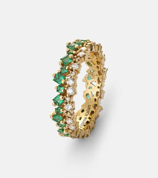 SUZANNE KALAN 18kt Ring With Diamonds And Emeralds