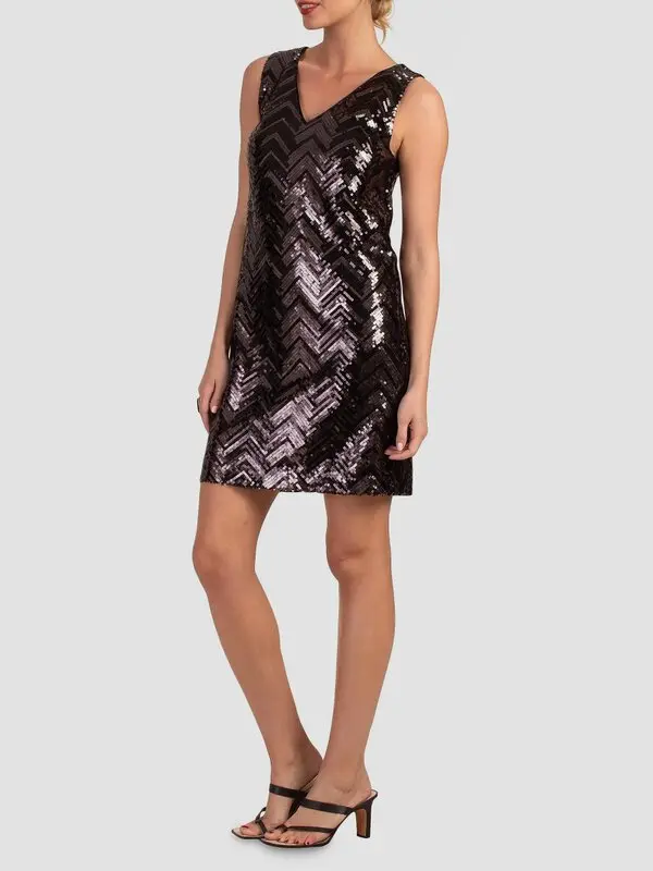 Trina Turk Glitterati Zigzag Sequin Sleeveless Minidress