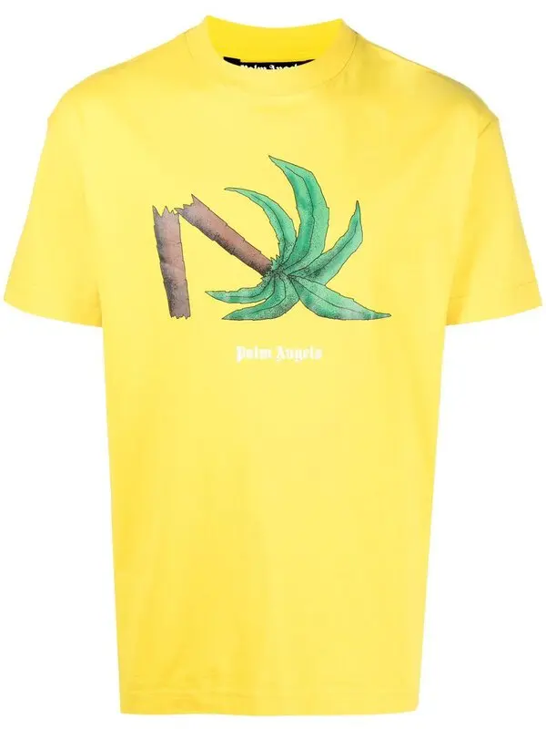 Palm Angels Broken Palm Print T-shirt - Yellow