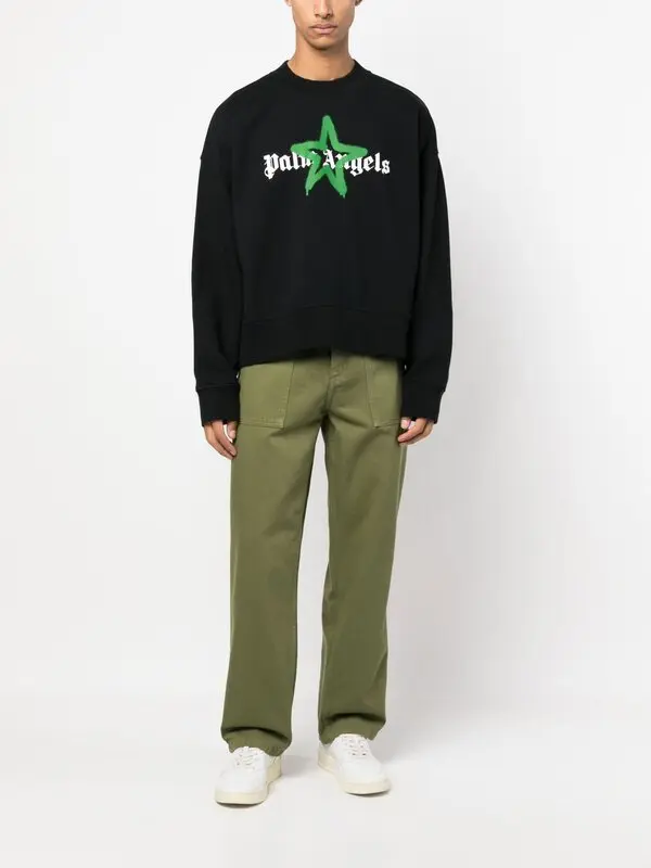 Palm Angels Logo-print Crew-neck Sweatshirt - Black