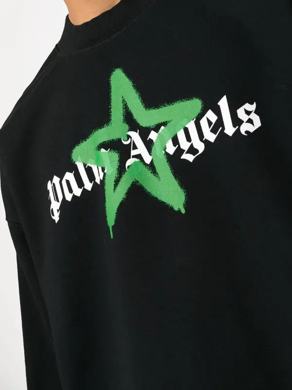 Palm Angels Logo-print Crew-neck Sweatshirt - Black