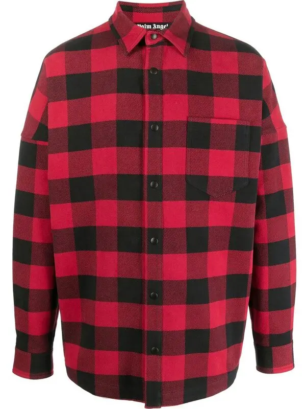 Palm Angels Logo-print Checked Shirt - Red