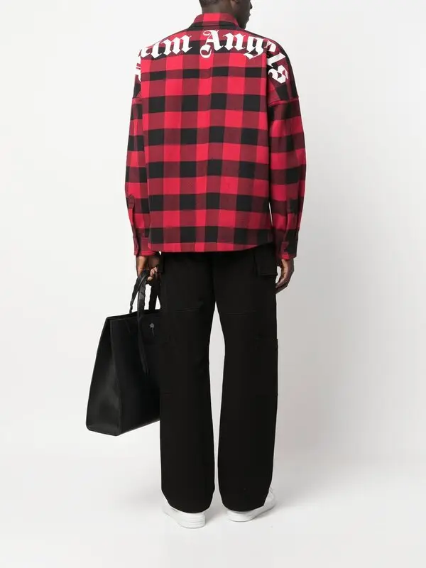Palm Angels Logo-print Checked Shirt - Red