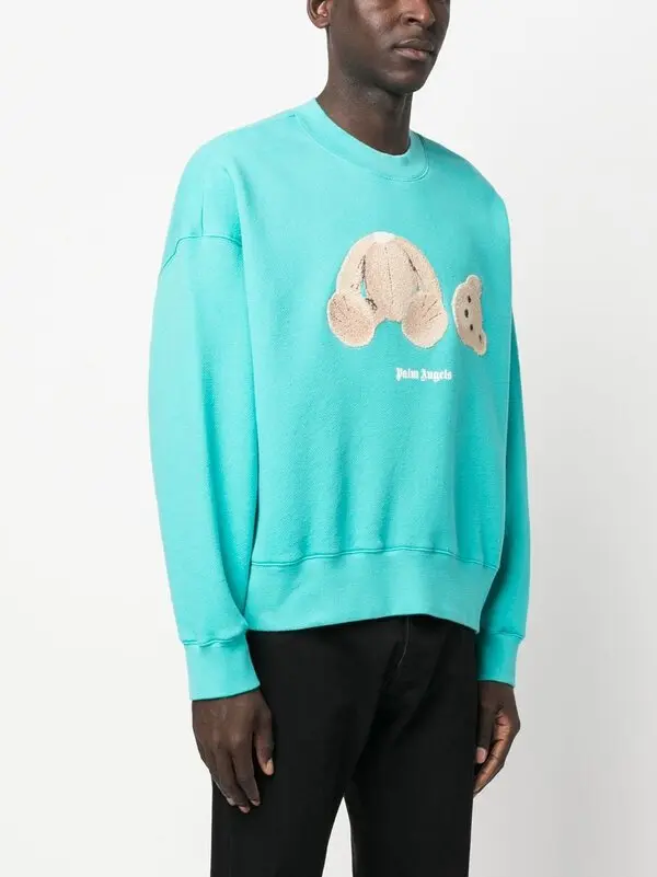 Palm Angels Bear Motif Crewneck Sweatshirt - Blue