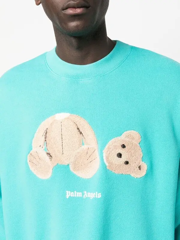Palm Angels Bear Motif Crewneck Sweatshirt - Blue