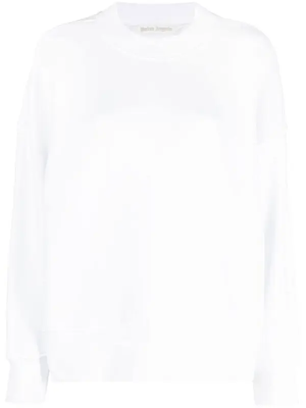 Palm Angels Logo Print Cotton Sweatshirt - White