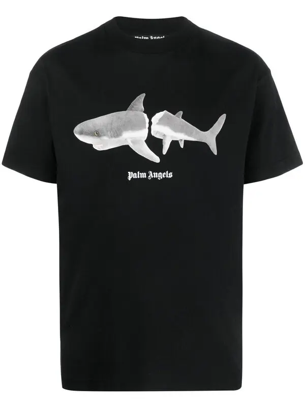 Palm Angels Shark Organic-cotton T-shirt - Black