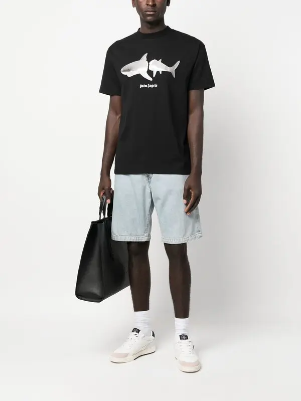 Palm Angels Shark Organic-cotton T-shirt - Black