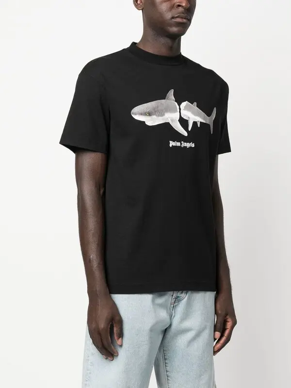 Palm Angels Shark Organic-cotton T-shirt - Black