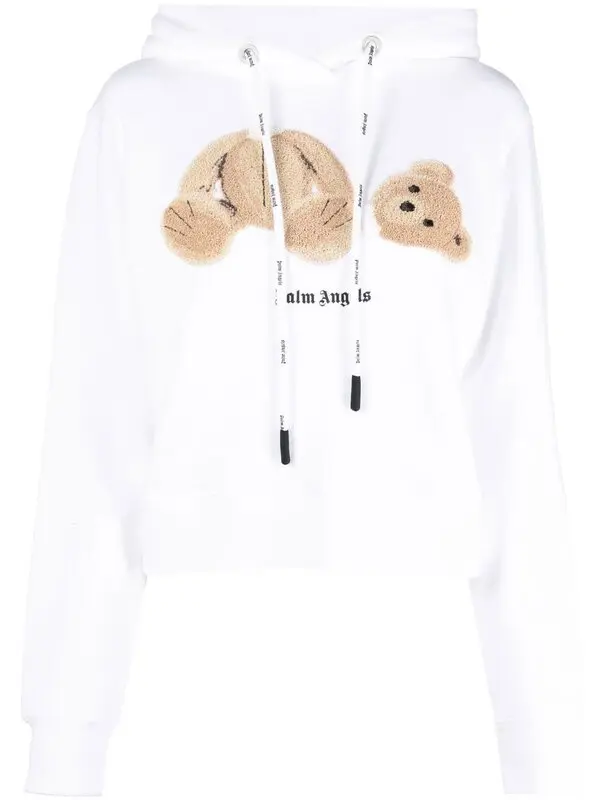 Palm Angels Bear Motif Hoodie - White