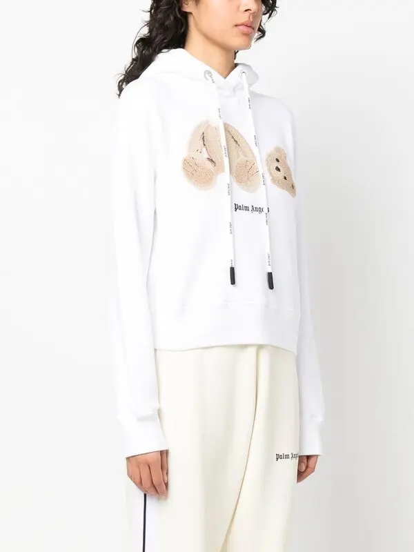Palm Angels Bear Motif Hoodie - White