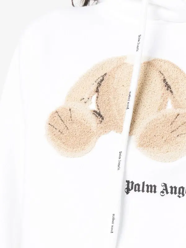 Palm Angels Bear Motif Hoodie - White