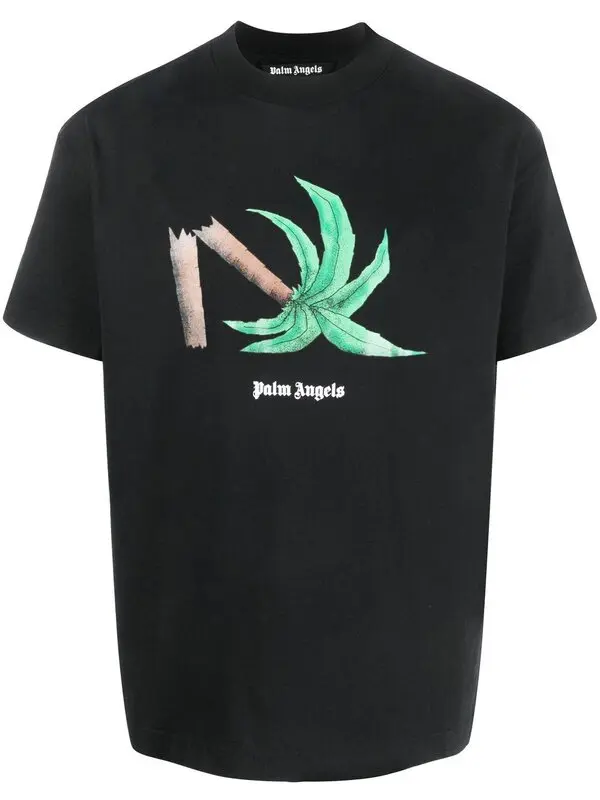 Palm Angels Broken Palm Print T-shirt - Black