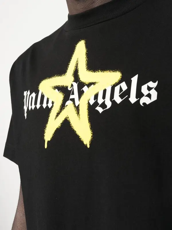 Palm Angels Star Sprayed Logo-print T-shirt