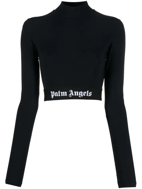 Palm Angels Logo-underband Crop Top - Black