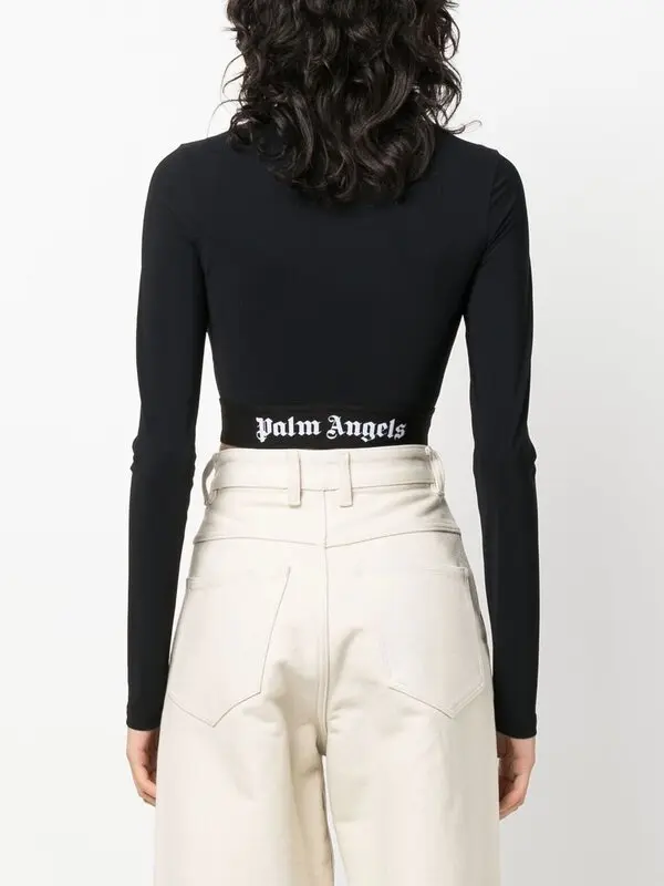 Palm Angels Logo-underband Crop Top - Black