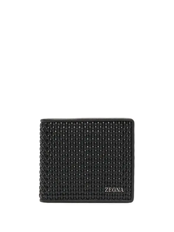 Zegna Logo-detail Woven Leather Wallet
