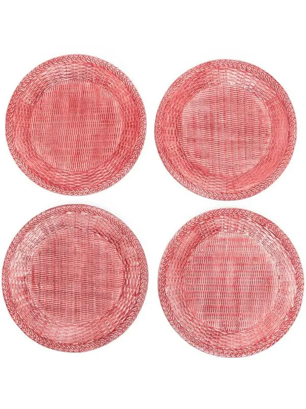 LES-OTTOMANS Woven Porcelain Plates - Red