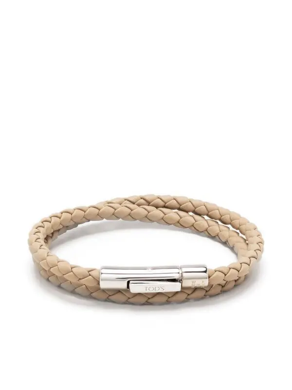 TOD'S Braided Leather Bracelet - Neutrals