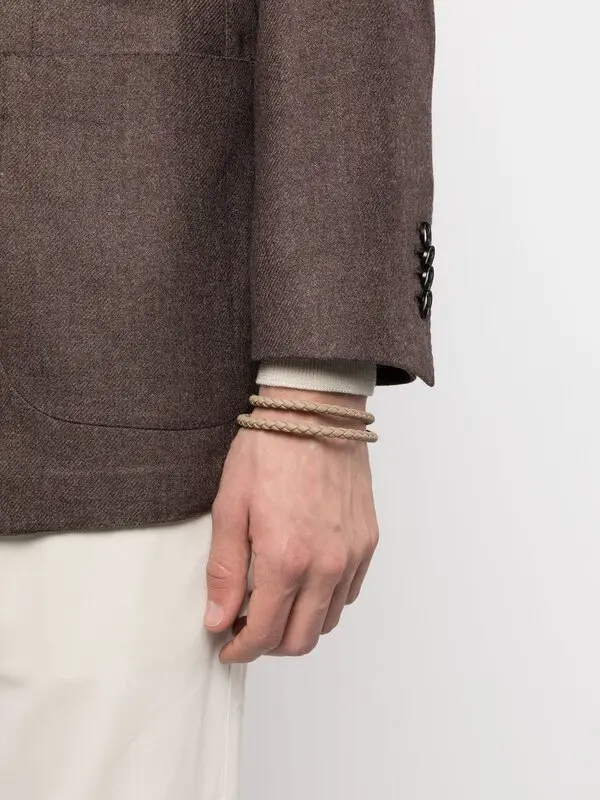 TOD'S Braided Leather Bracelet - Neutrals
