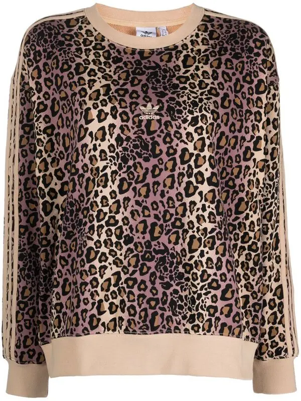 Adidas Leopard-print Crew Neck Jumper