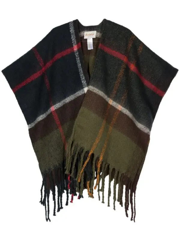 Barbour Plaid Fringe-detail Scarf - Green