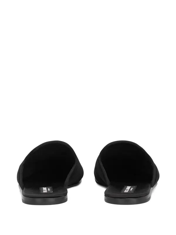 Dolce & Gabbana Embroidered Velvet Slippers - Black