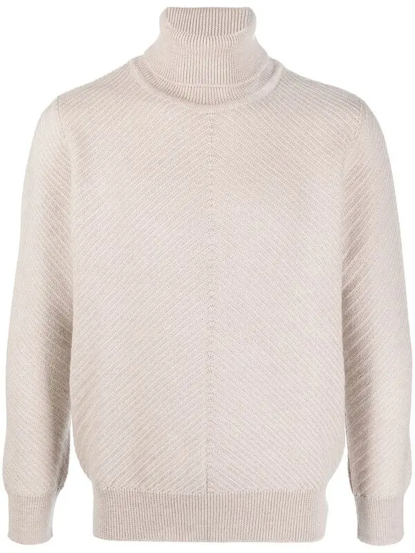 LARDINI Ribbed Roll-neck Jumper - Neutrals