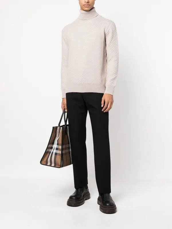 LARDINI Ribbed Roll-neck Jumper - Neutrals